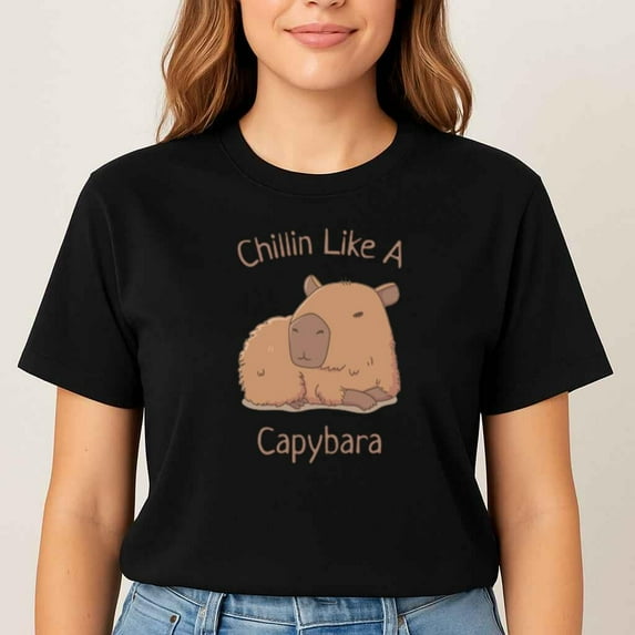 Chilling Like A Capybara Funny Relaxing Animal Quote Unisex T-Shirt up ...