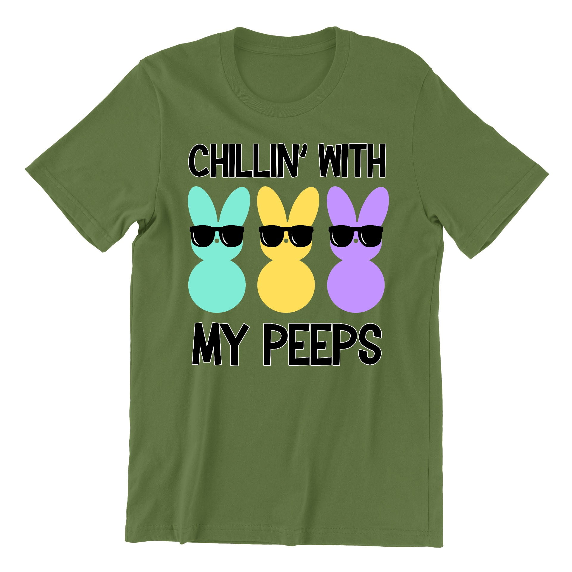 Chilling With My Peeps Fun Easter Egg Hunting Christian Holiday Men's T ...