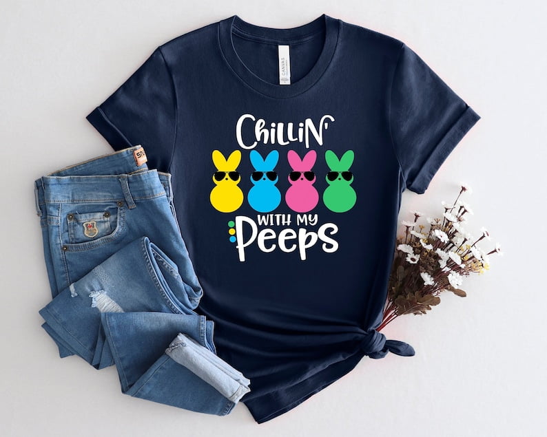 Chilling With My Peeps T-Shirt, Funny Easter Bunny Shirt, Kids Easter ...