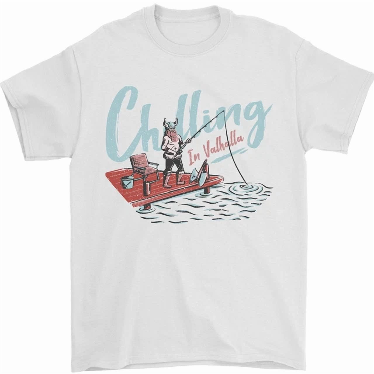 Chilling in Valhalla Funny Viking Fishing Fisherman T-Shirt - Walmart.com