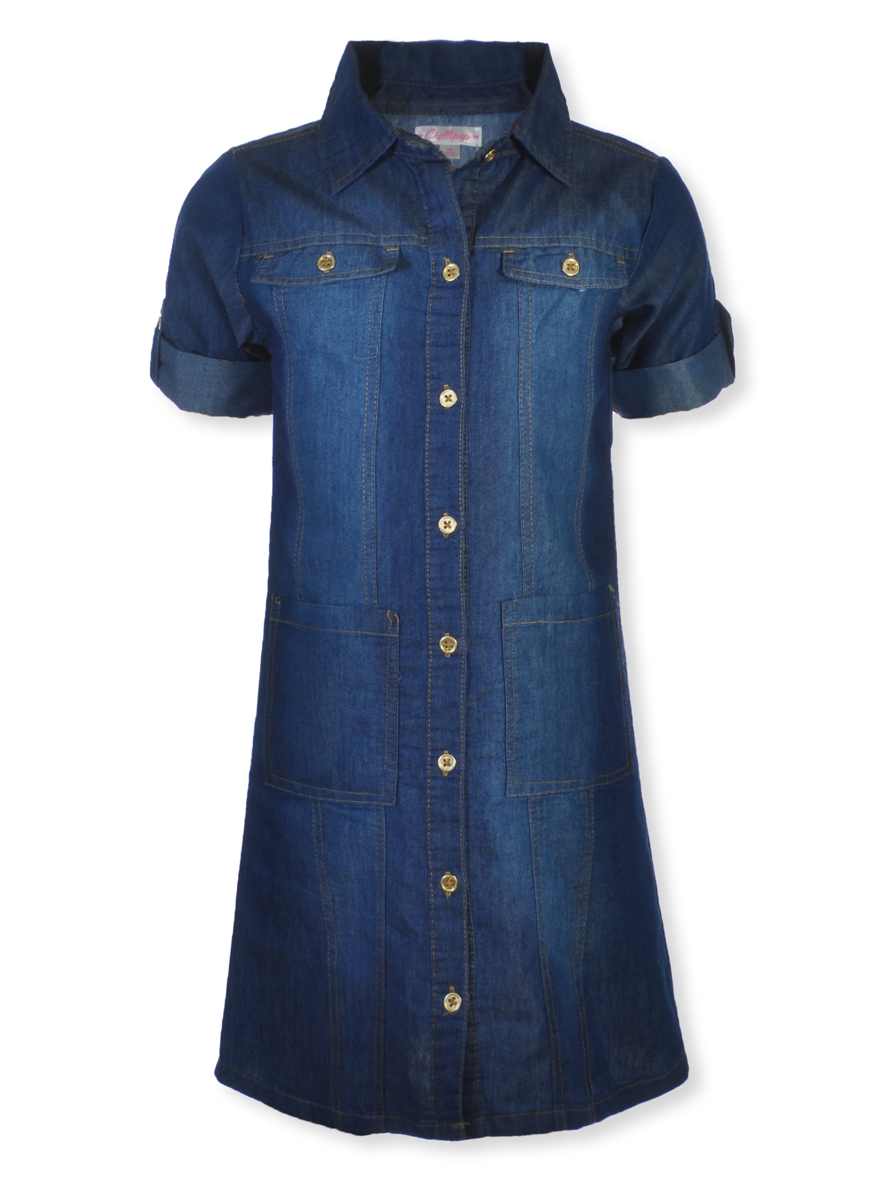 Chillipop Girls' Chambray Dress Color: dark wash Size: 6x - Walmart.com