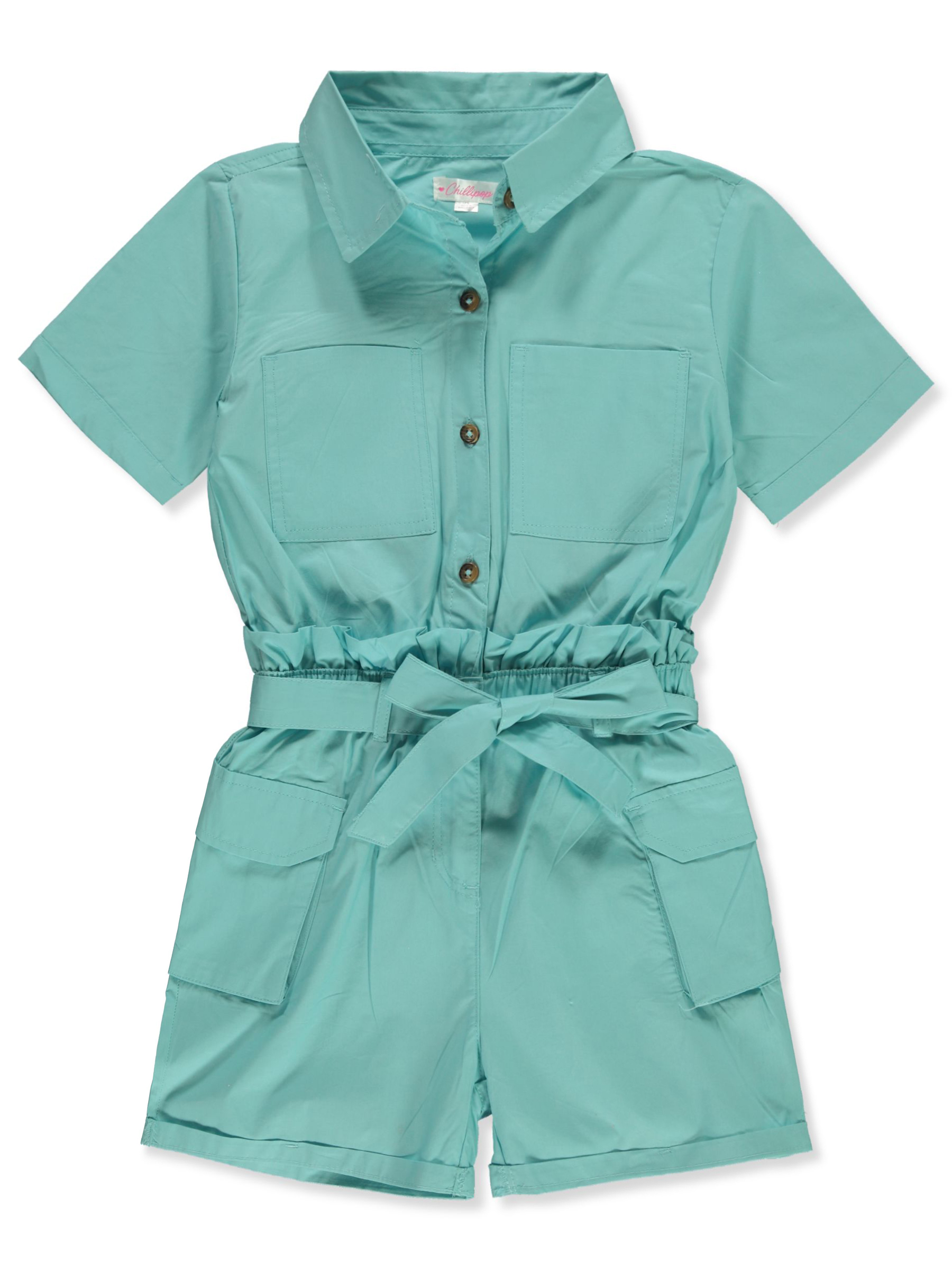 Chillipop Girls' Poplin Cargo Romper - aqua, 4 (Little Girls) - Walmart.com