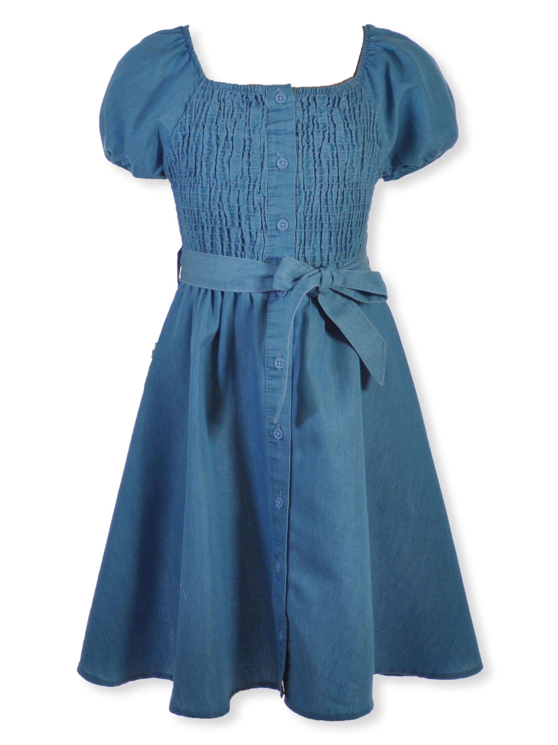 Chillipop Girls' Ruched Chambray Dress Color: light wash Size: 6x ...