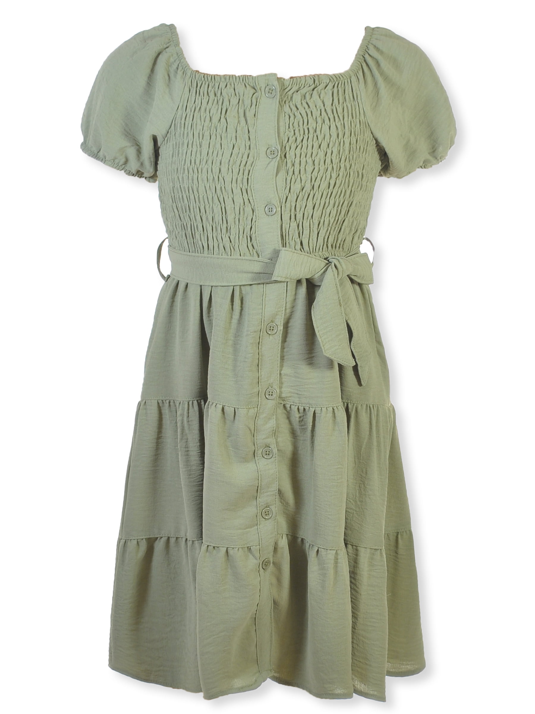 Chillipop Girls' Tiered Dress - sage green, 6x (Little Girls) - Walmart.com