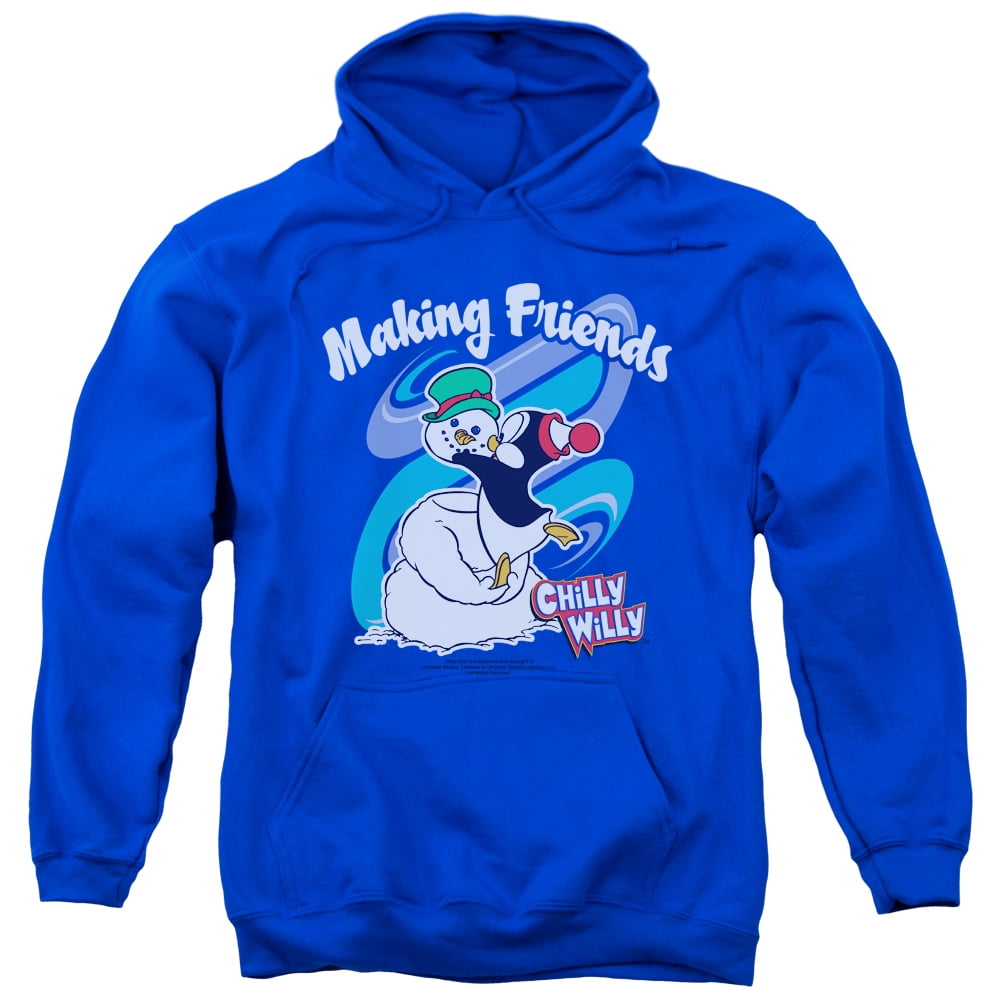 Chilly Willy Making Friends Adult Pullover Hoodie Sweatshirt Royal Blue ...