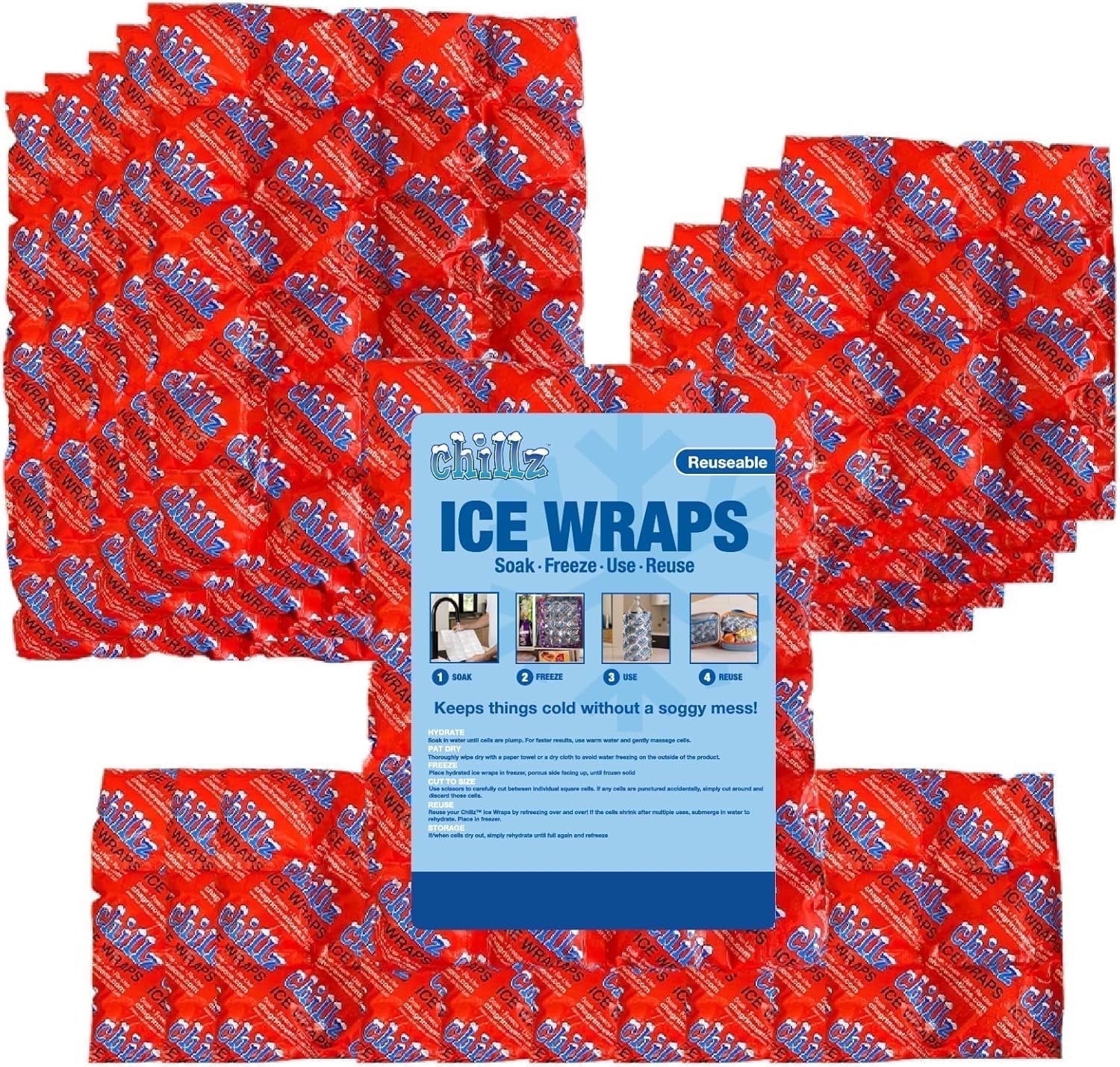 Chillz Reusable Ice Wraps – 20 Pack, Red - Walmart.com