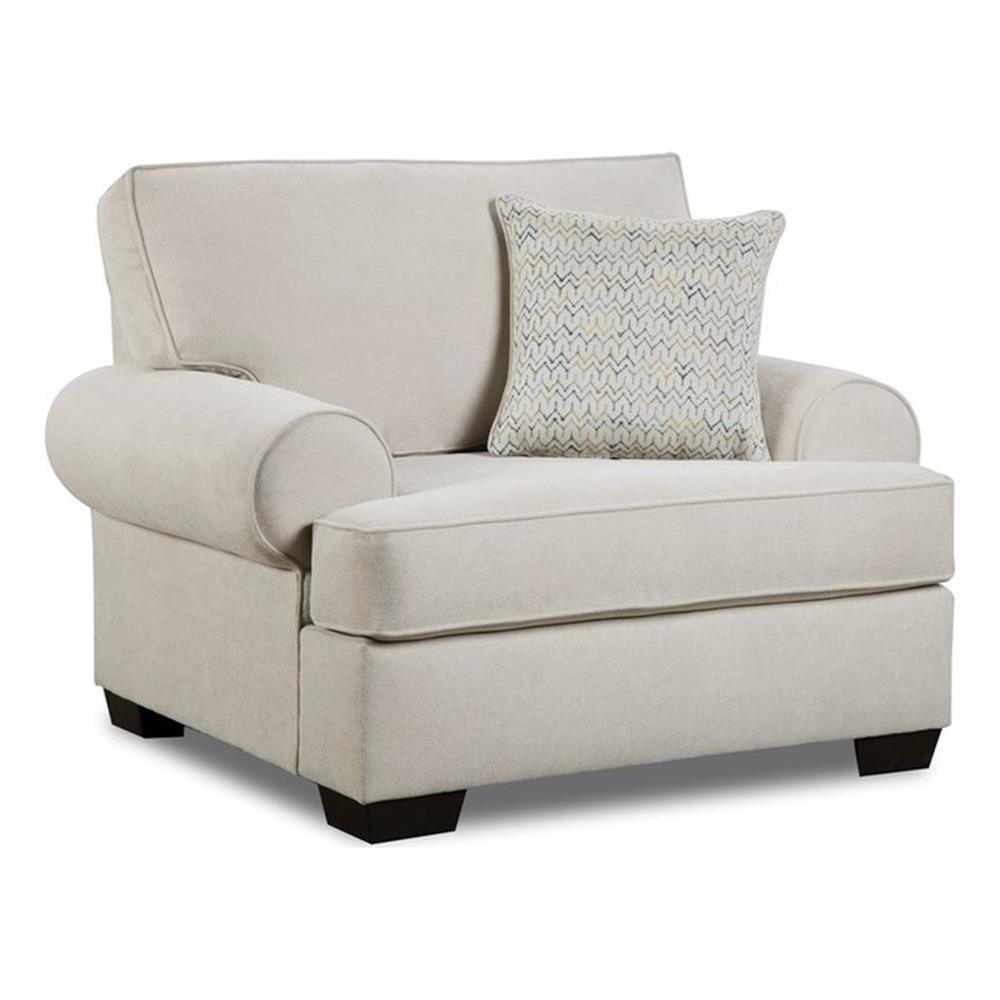 Chilmark Comfy Cream Color Round Arm Chair for Bedroom Reading with Big ...