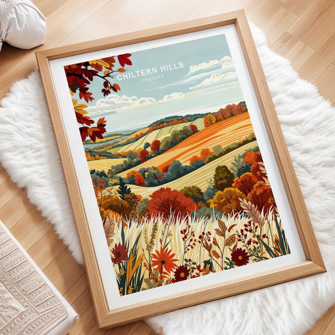 Chiltern Hills Travel Poster, England Wall Art, Chiltern Hills England ...