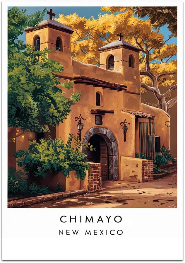 Chimayo Map Retro Style Travel Canvas, Chimayo Map Vintage Rustic ...