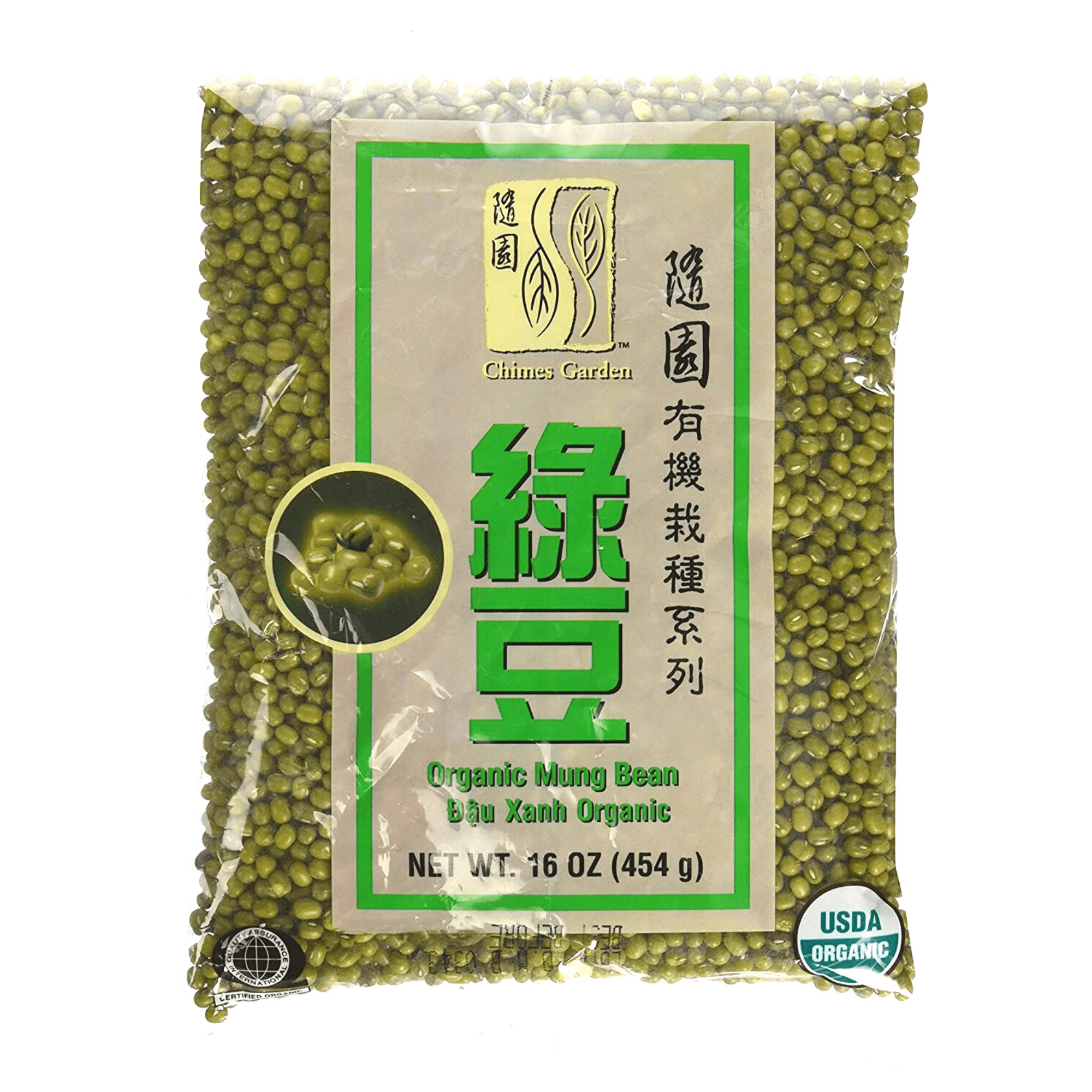 Chimes Garden Organic Mung Bean 16 oz (454 Gram) - 随缘 有机栽种绿豆 454克 ...