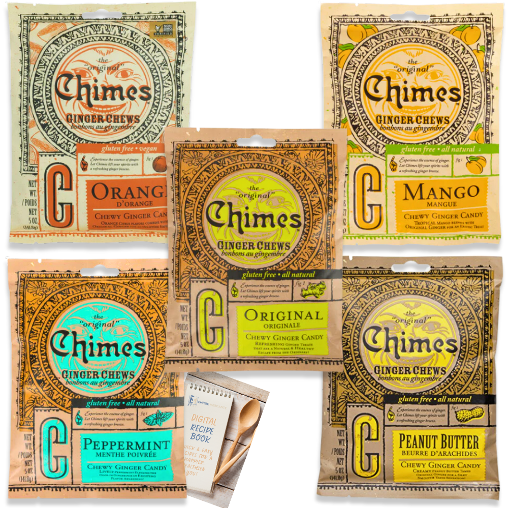 Chimes Ginger Chews Large Variety Pack of 5 with Empire Mercante ...