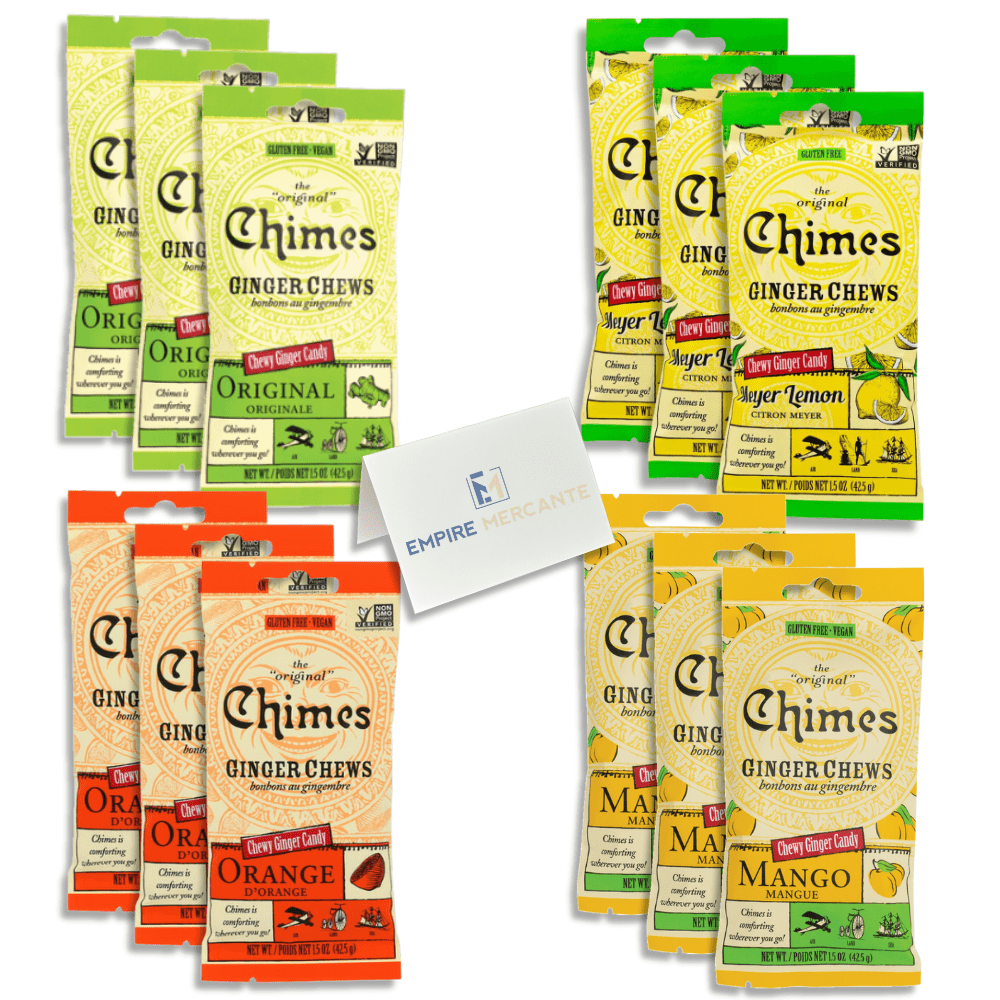 Chimes Ginger Chews Variety Pack of 12 Bundle with Empire Mercante ...