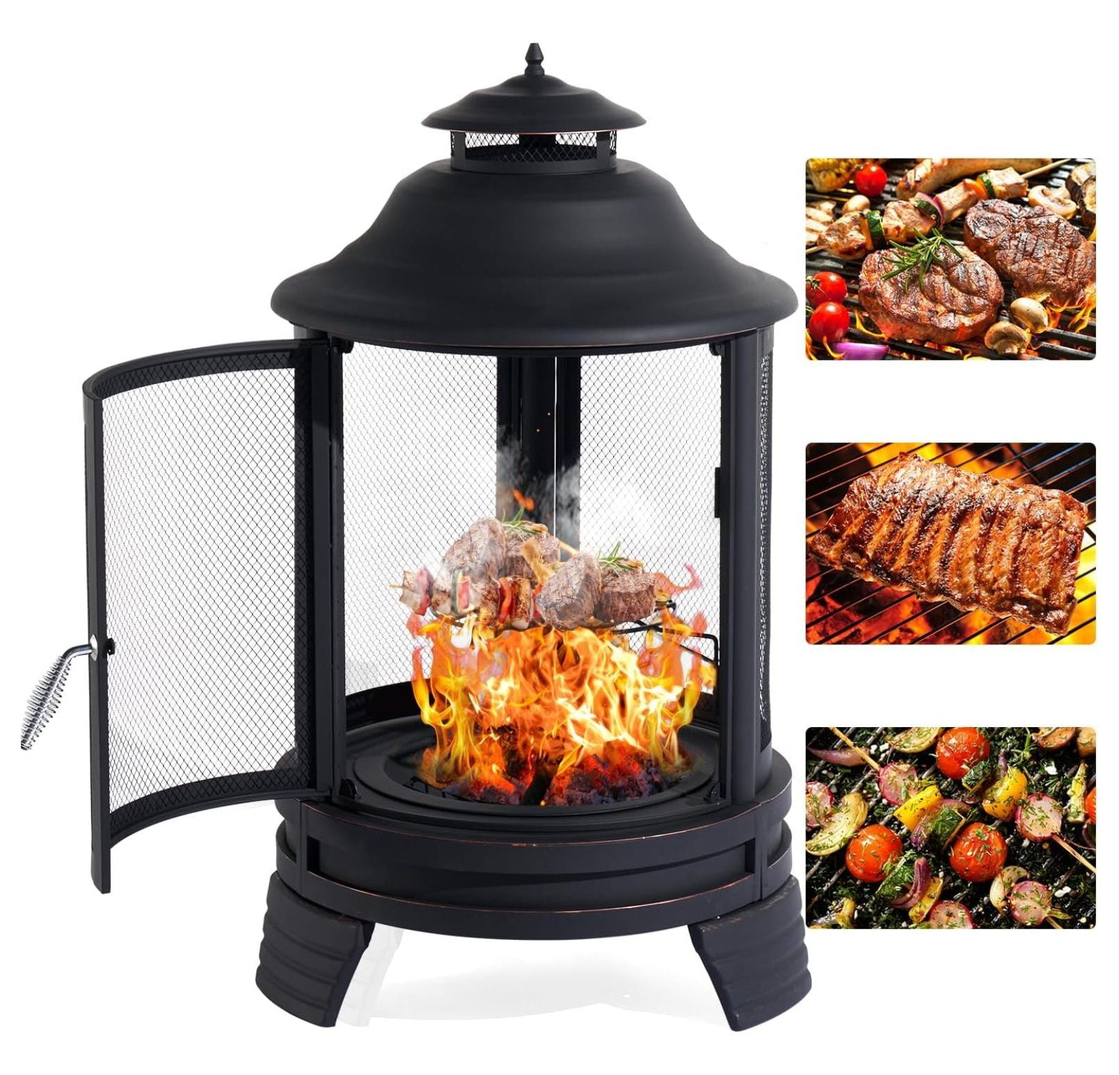 Chiminea, 2 in 1 for Outdoor, 28'' x 45'' Large Chiminea Fireplace with ...