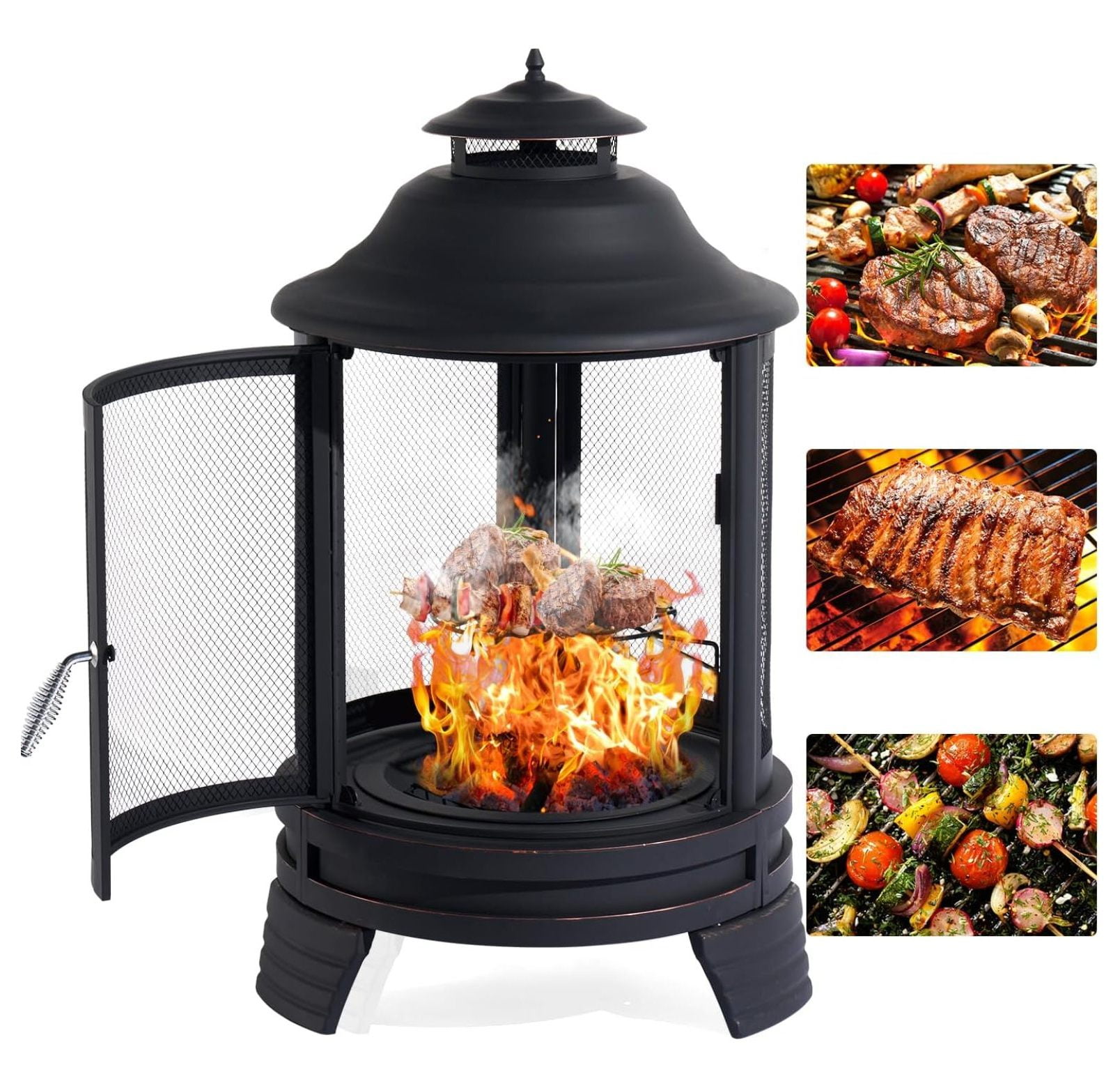 Chiminea, 2 in 1 for Outdoor, 28'' x 45'' Large Chiminea Fireplace with ...