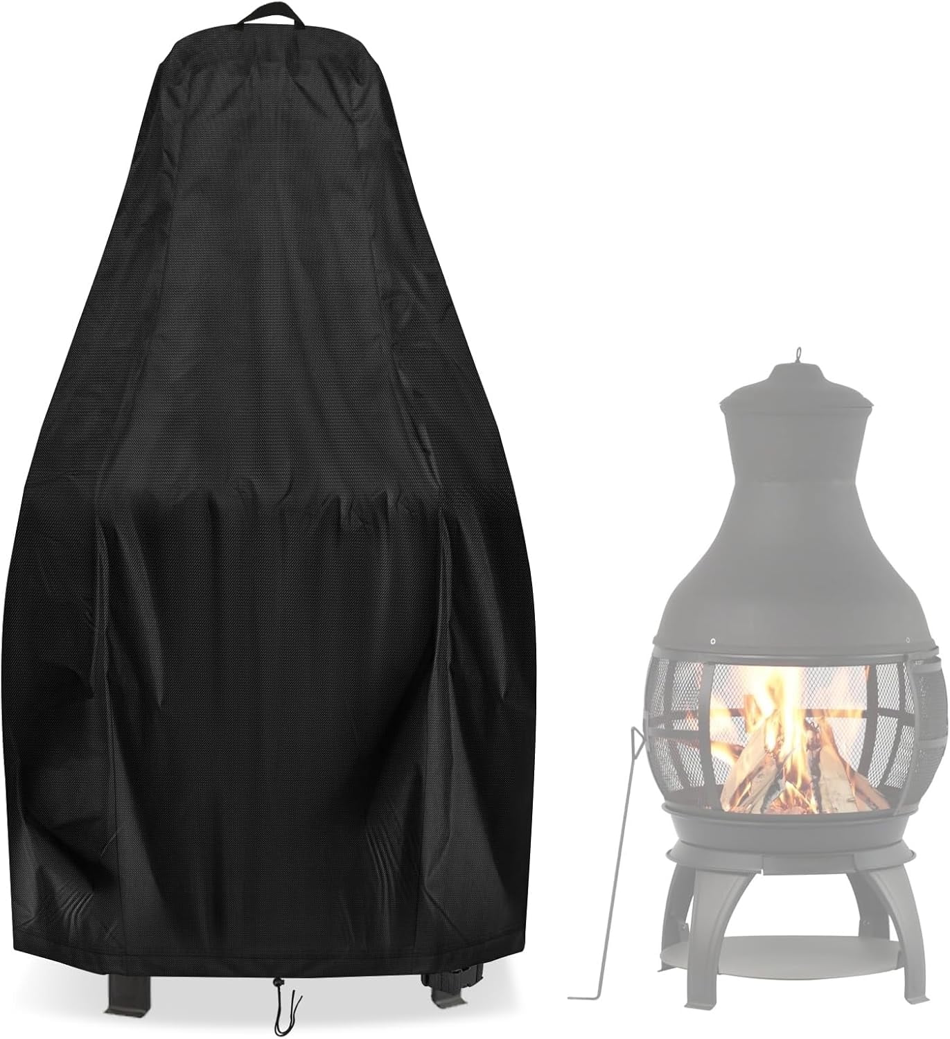 Chiminea Cover for , Waterproof Outdoor Fireplace Fire Pit Cover- 25”D ...