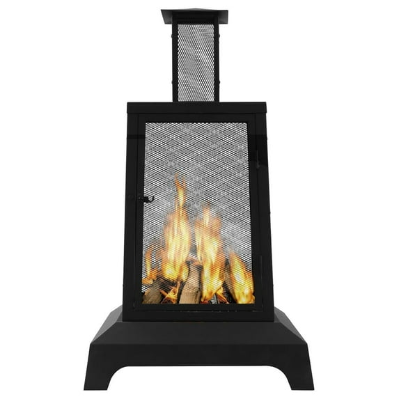 Chiminea Outdoor Fireplace, 43 Inch Wood Burning with Grill Grate and ...