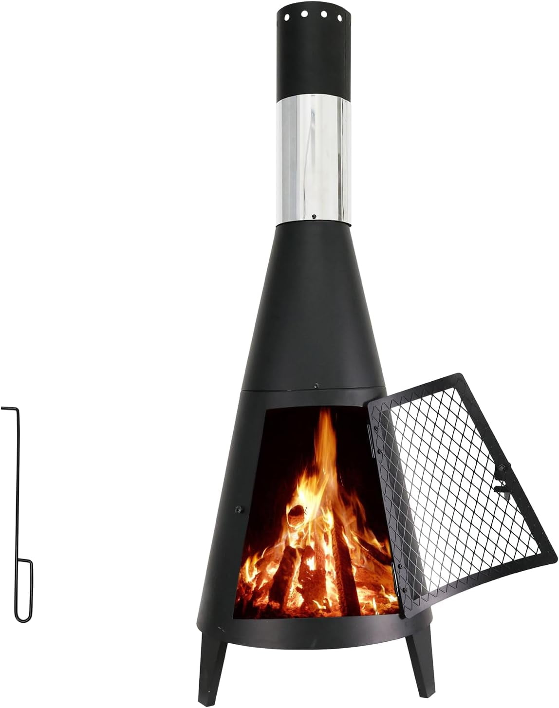 Chiminea Outdoor Fireplace Outdoor Wood Burning Fire Pit Free Standing ...