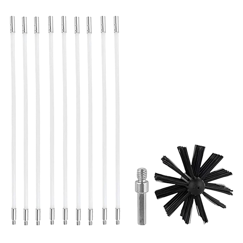 Chimney Brush Set with Long Handle Rods Dryer Vent Cleaner Kit Flexible ...
