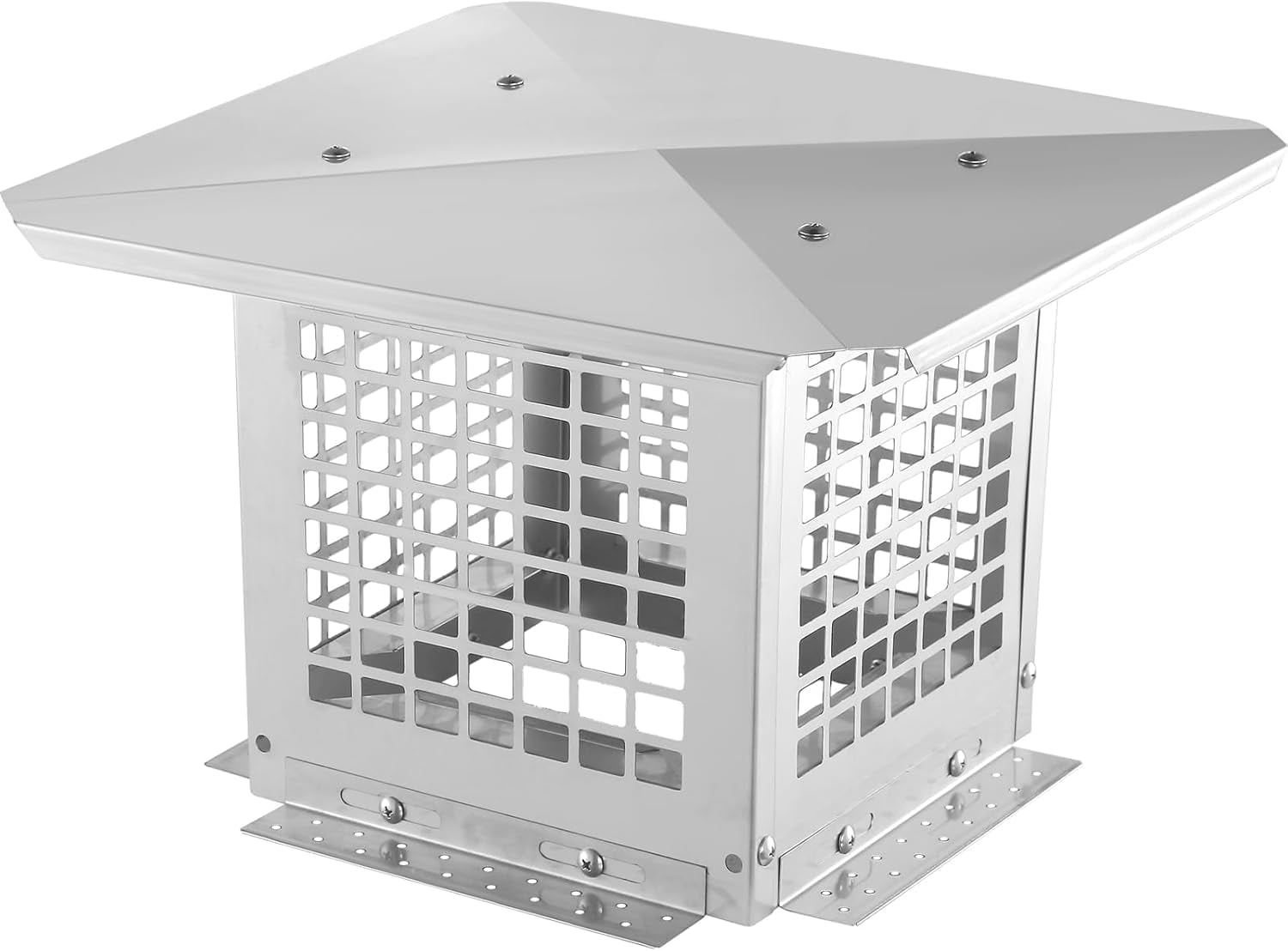 Chimney Cap-12x12 Inch Square Stainless Steel Adjustable Bottom Mesh ...