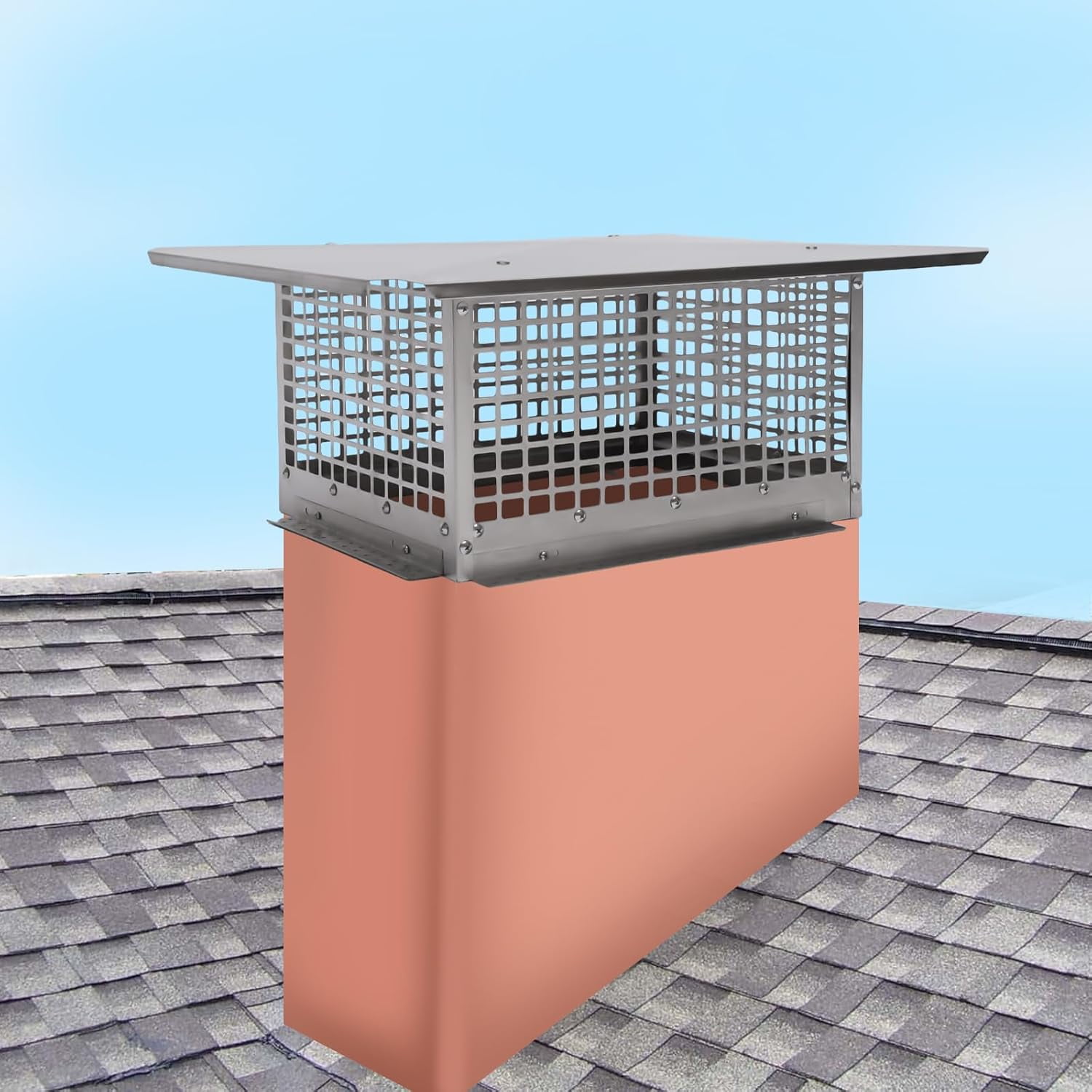 Chimney Cap, 17" x 29" Flue Caps, 304 Stainless Steel Fireplace Chimney ...