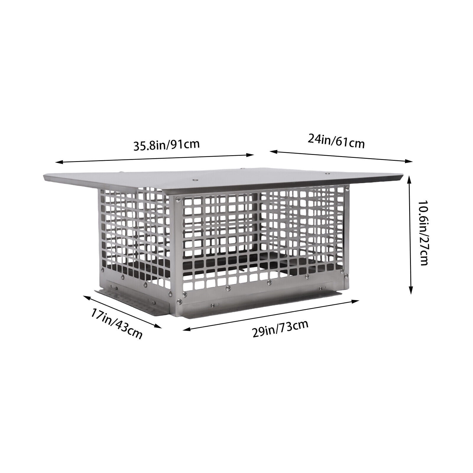 Chimney Cap Flue Caps 17"x29" Mesh Fireplace Chimney Cover Stainless ...
