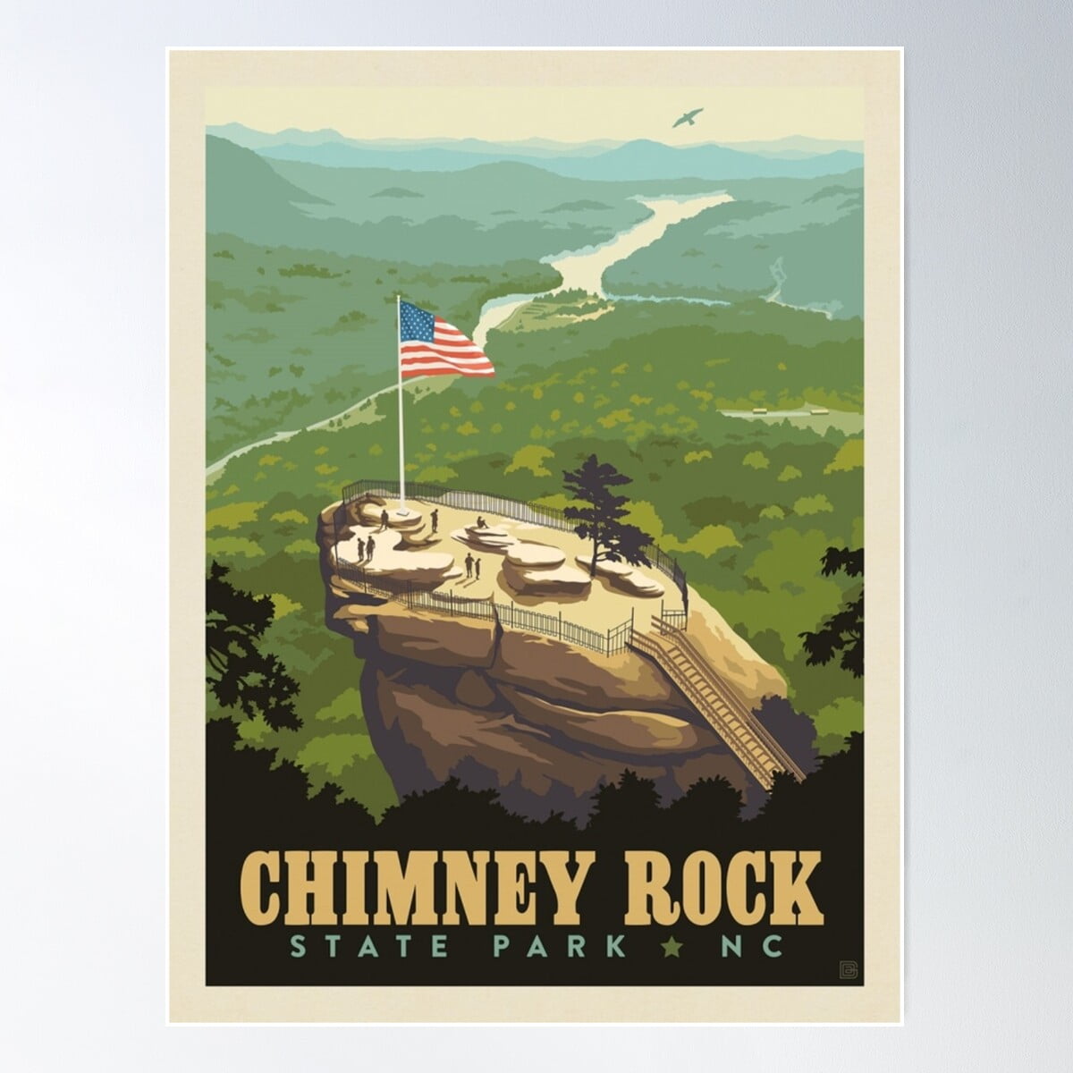 Chimney Rock State Park North Carolina Poster Wall Art, Modern Wall ...