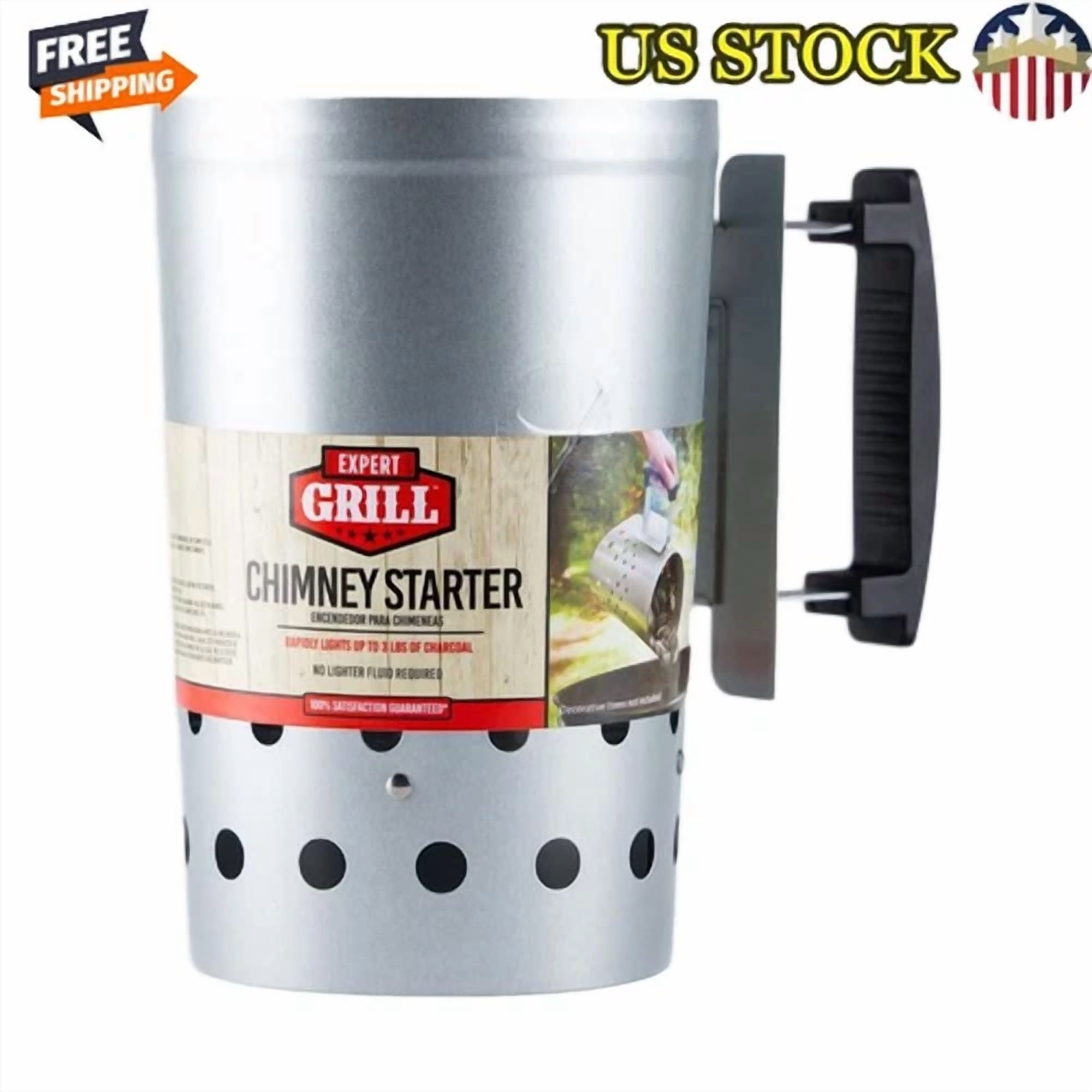 Chimney Starter Stainless Steel Safe Handle Quick Charcoal Grilling ...