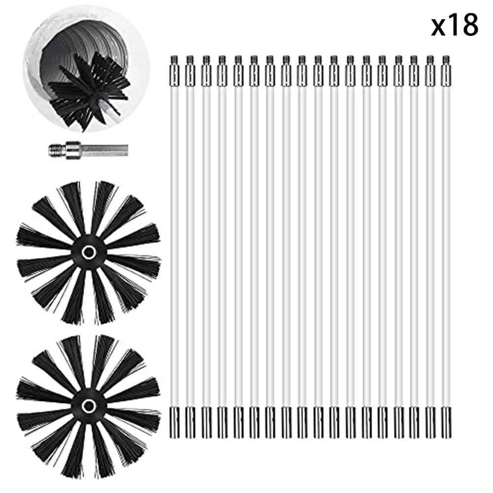 Chimney Sweep Kit, 21 Pcs Duct Vent Cleaning Set for Fireplace, Dryer ...