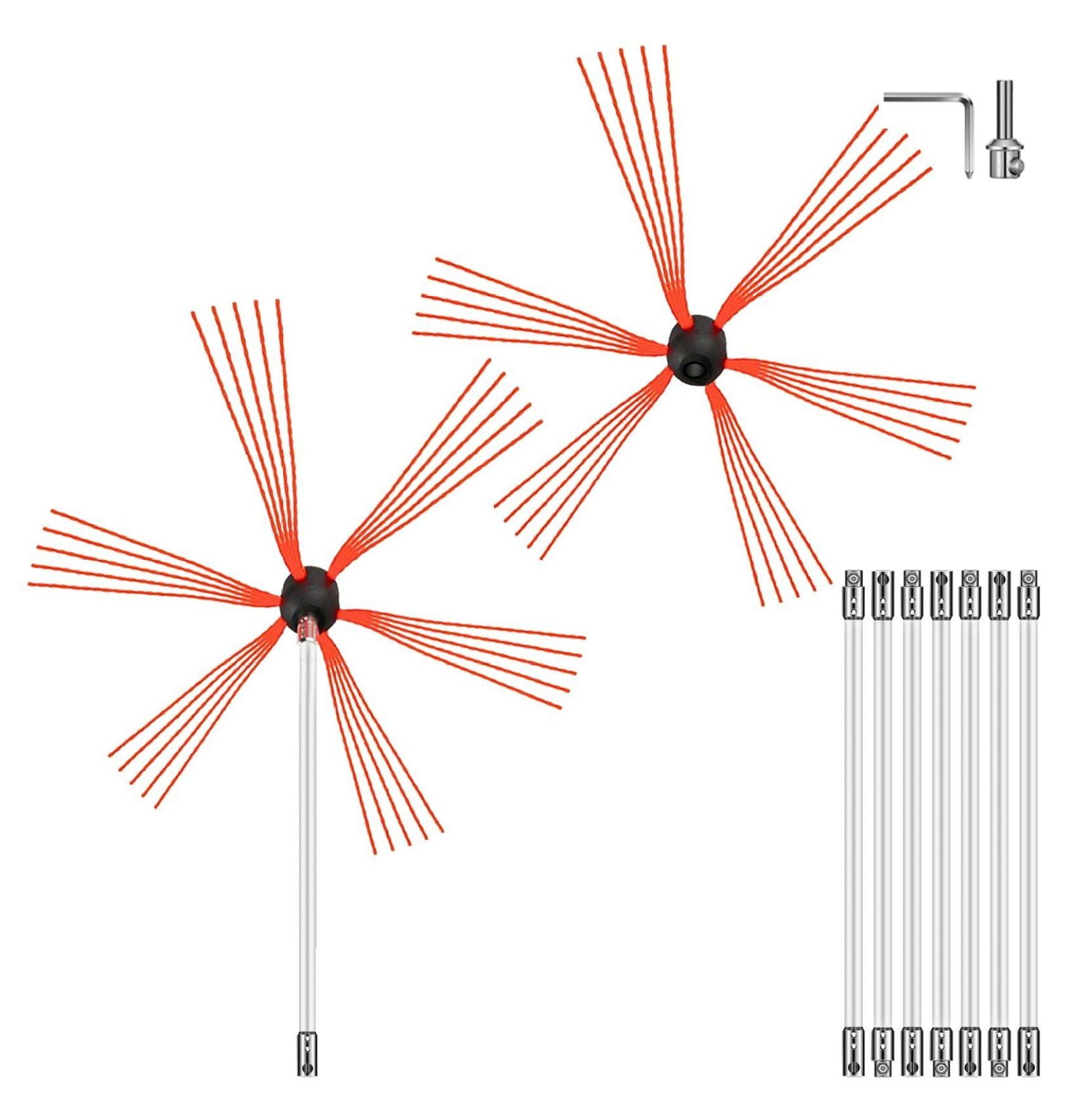 Chimney Sweep Kit 26FT Length, Chimney Brush Kit with 8 Nylon Flexible ...