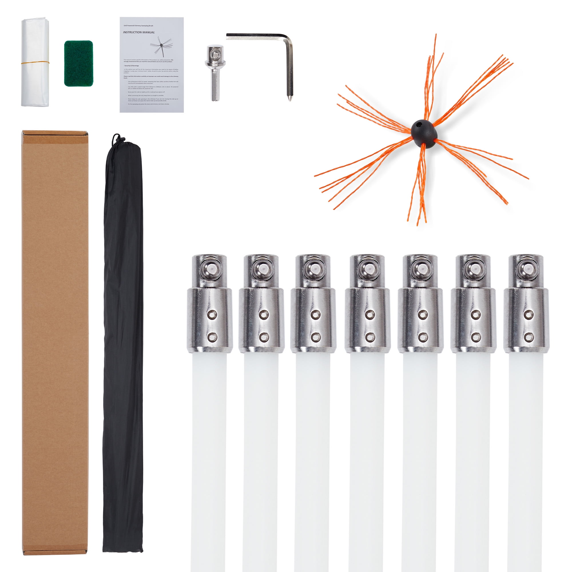 Chimney SweepKit, Ergonomic Chimney Cleaning Kit, Chimney Brush, Rotary ...