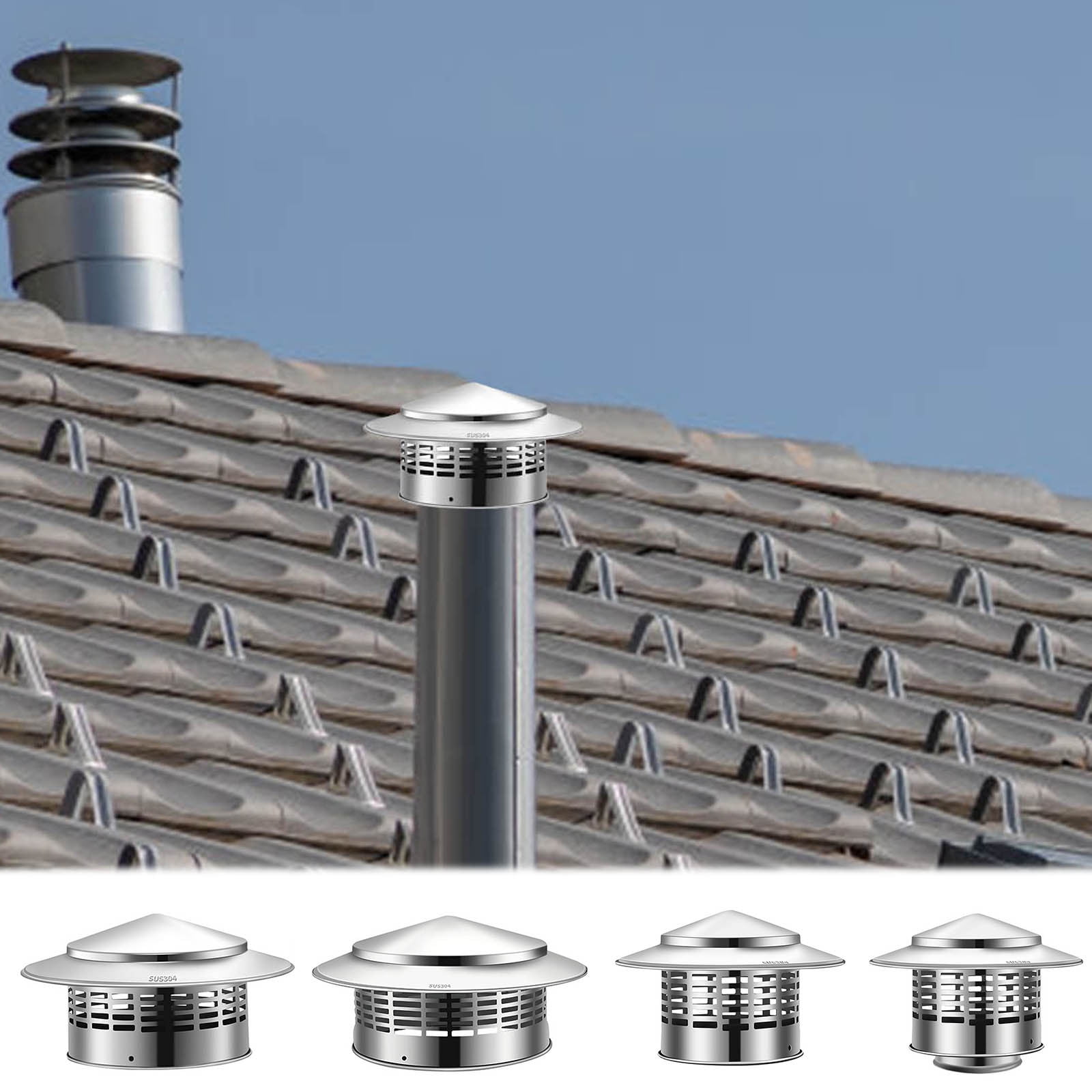 Chimney Vent Protection,Weatherproof Roof Chimney Cap,Stainless Steel ...