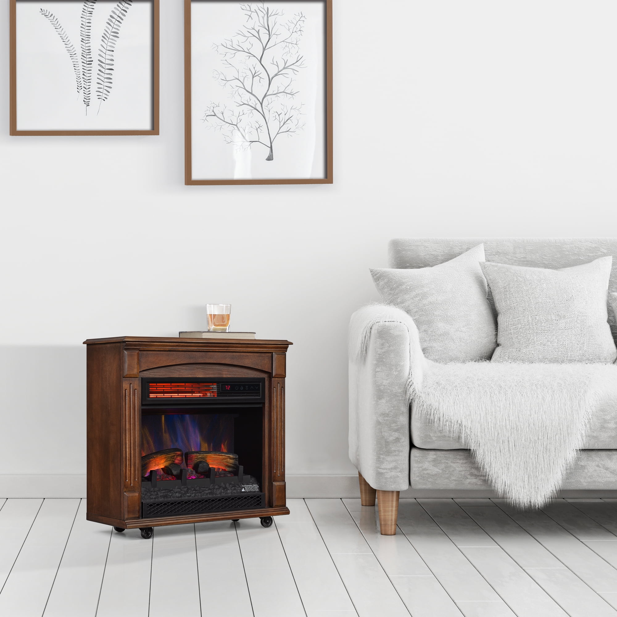 ChimneyFree Rolling Mantel with 3D Infrared Quartz Electric Fireplace ...
