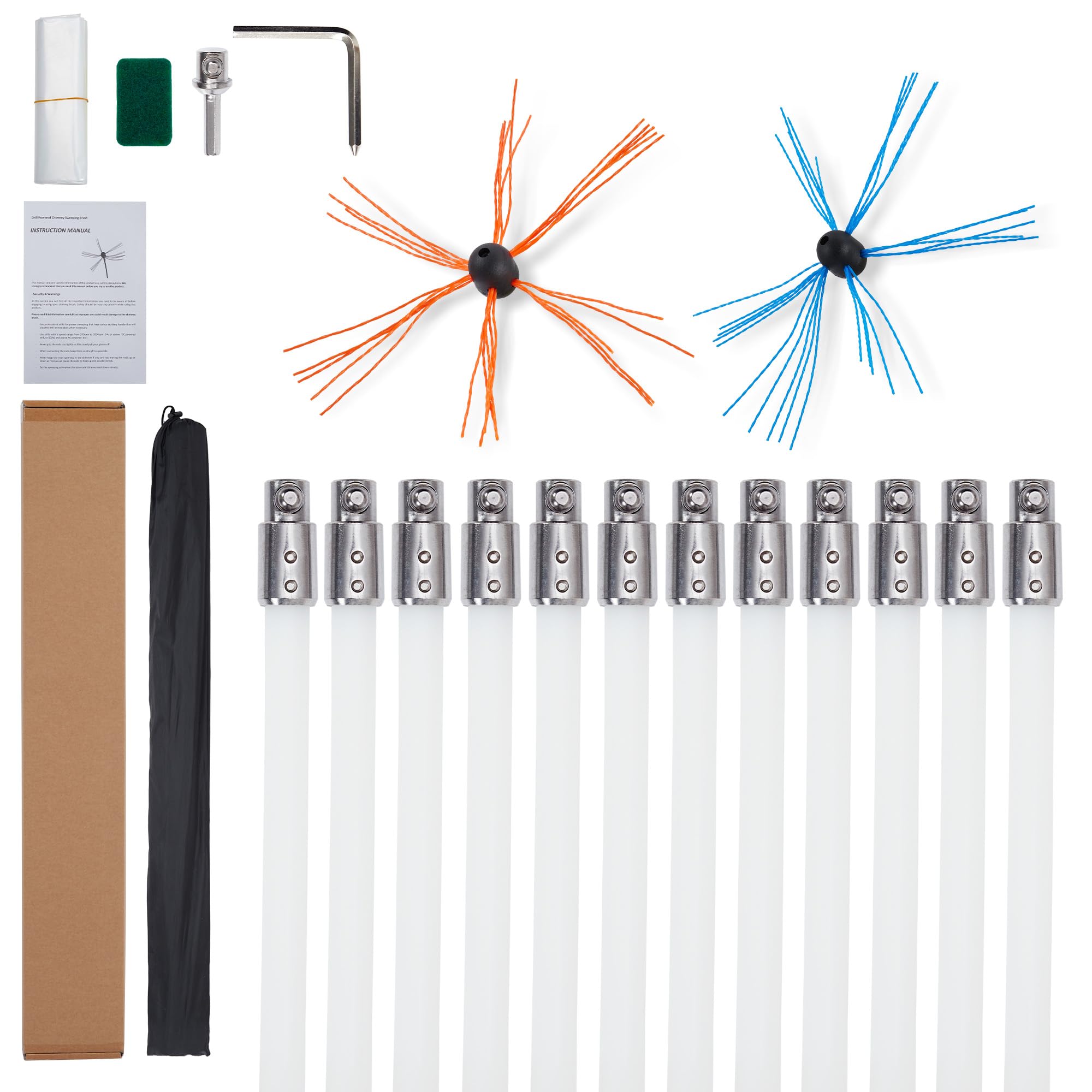 ChimneySw-eepKit, Chimney Cleaning Kit with Nylon Flexible Rods ...