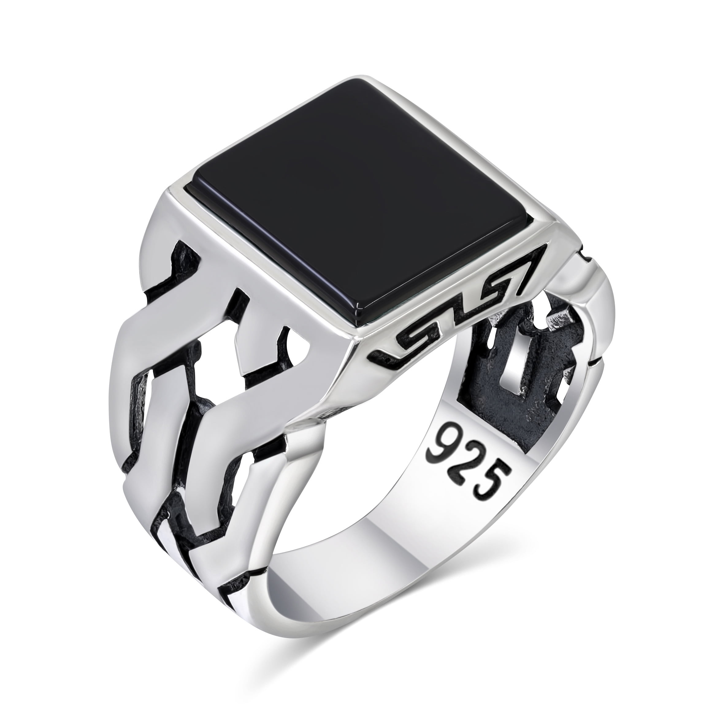 Chimoda Sterling Silver Rings for Men with Black Onyx Stone, Handmade ...