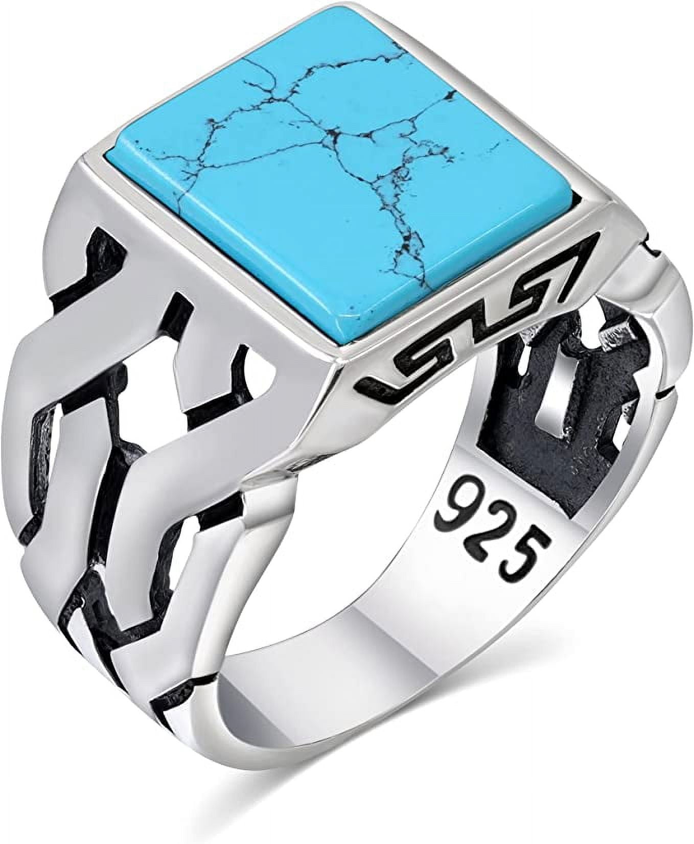 Chimoda Sterling Silver Rings for Men with Turquoise Stone, Handmade ...