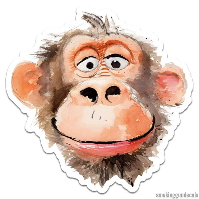 Chimp Monkey Sticker Indoor Outdoor Phone Decal Water Bottle Stickers ...