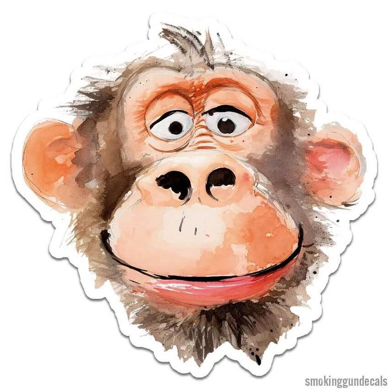 Chimp Monkey Sticker Indoor Outdoor Phone Decal Water Bottle Stickers ...