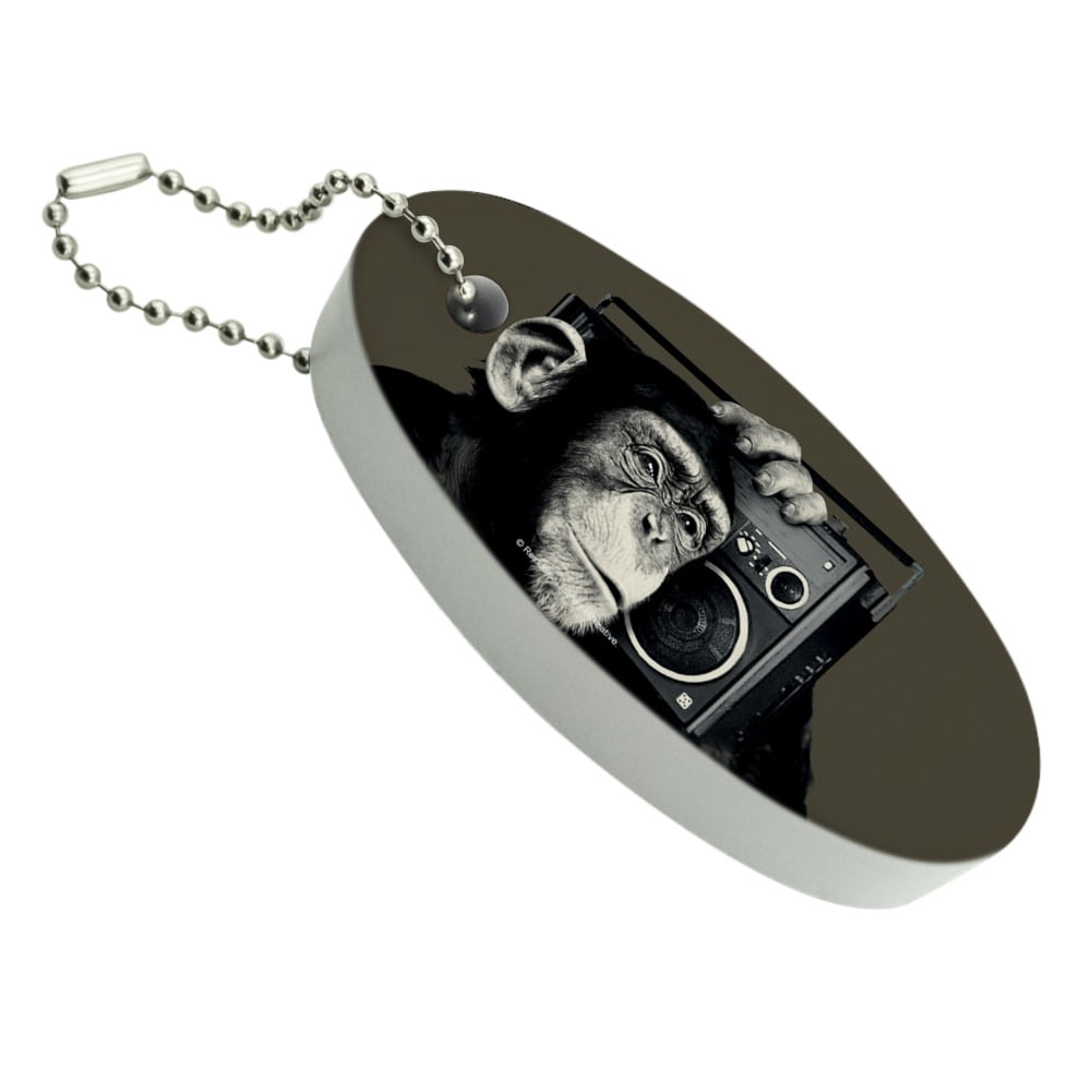 Chimp Monkey With Boombox Radio Floating Keychain Oval Foam Fishing ...