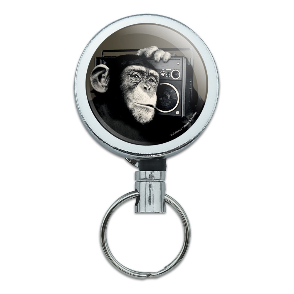 Chimp Monkey With Boombox Radio Heavy Duty Metal Retractable Reel ID ...