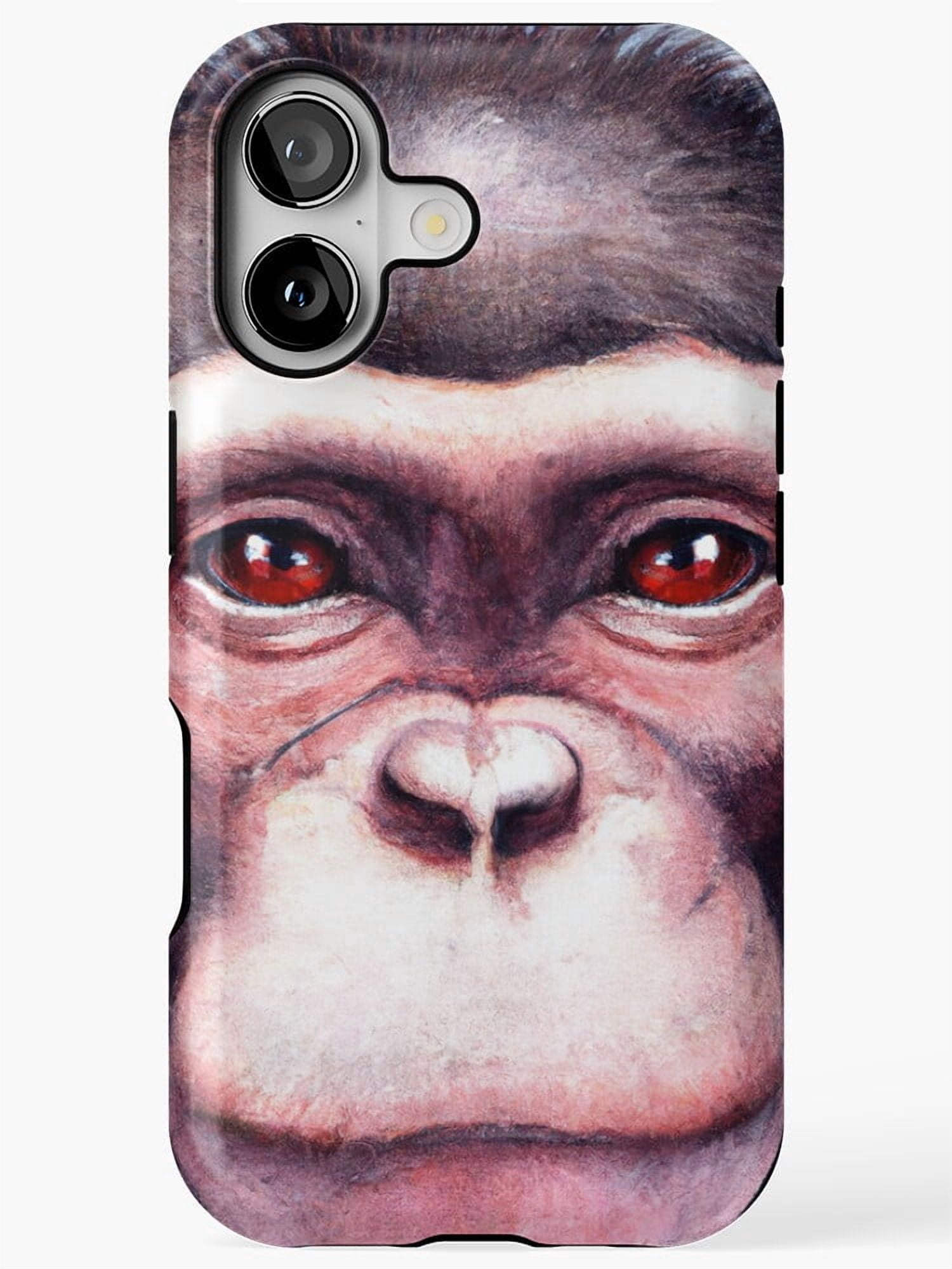 Chimp With Headphones Listening To Music Portrait iPhone Case 17 16 15 ...