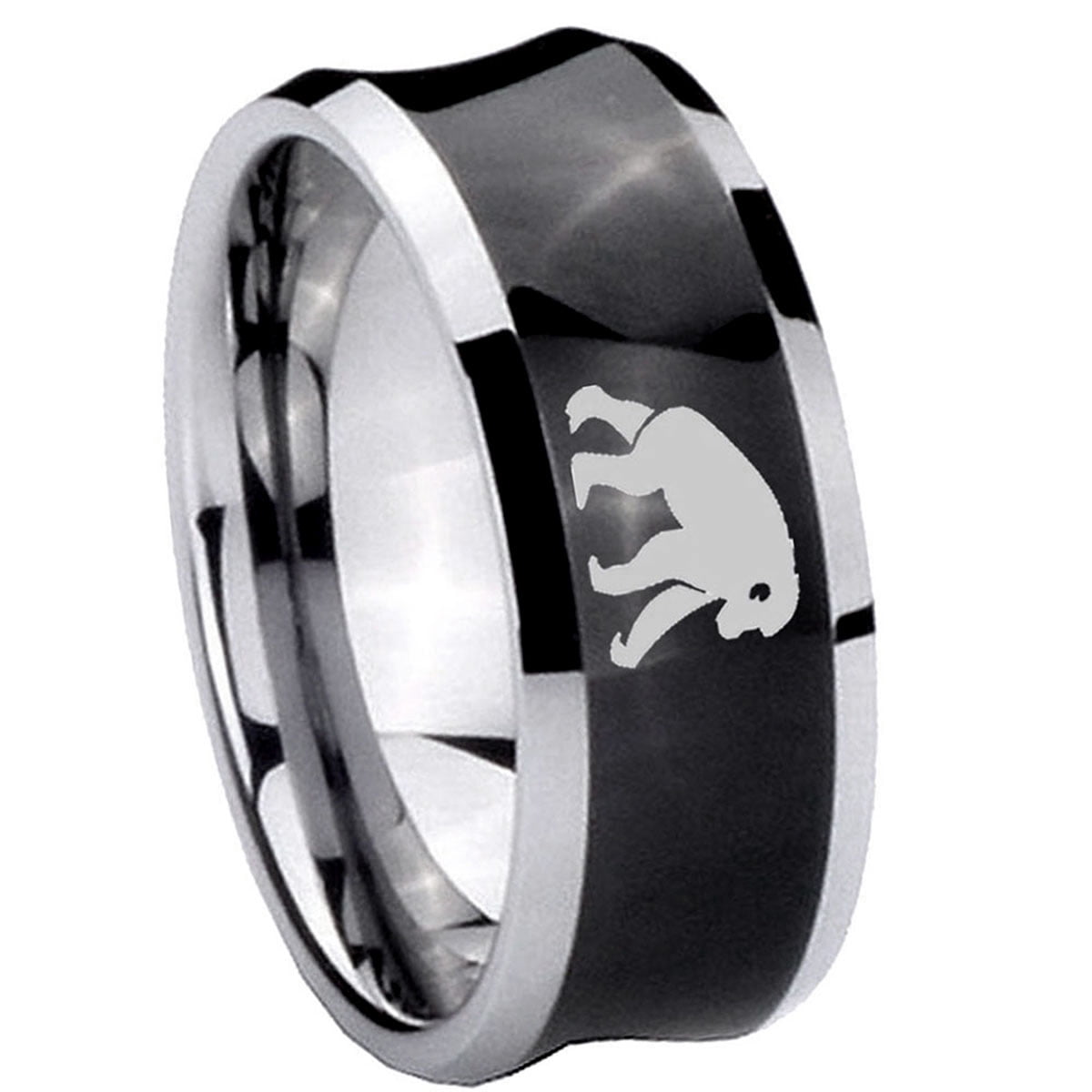 Chimpanzee 8MM Concave Black Tungsten Men Ring - Walmart.com