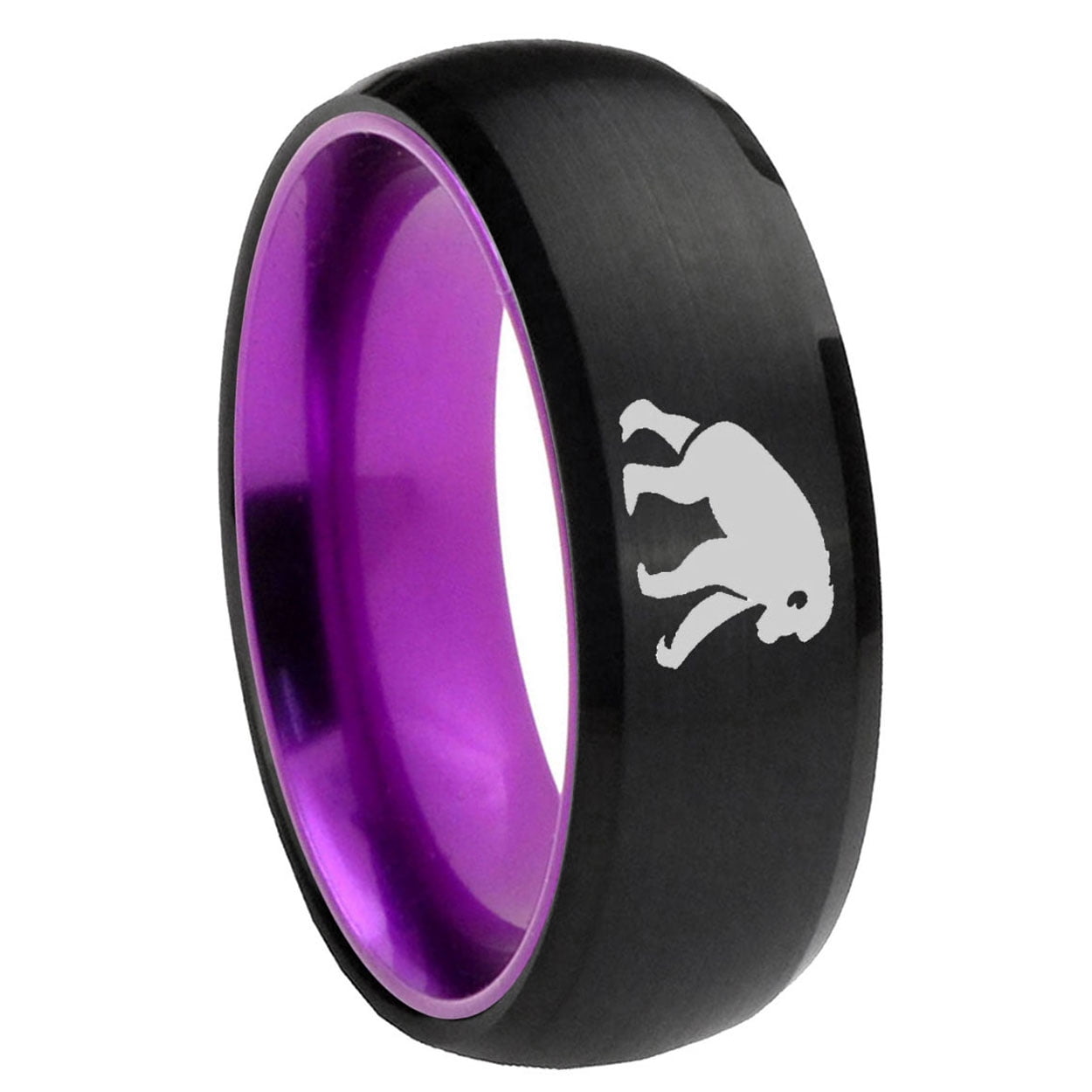 Chimpanzee 8MM Dome Black And Purple Tungsten Men Ring - Walmart.com