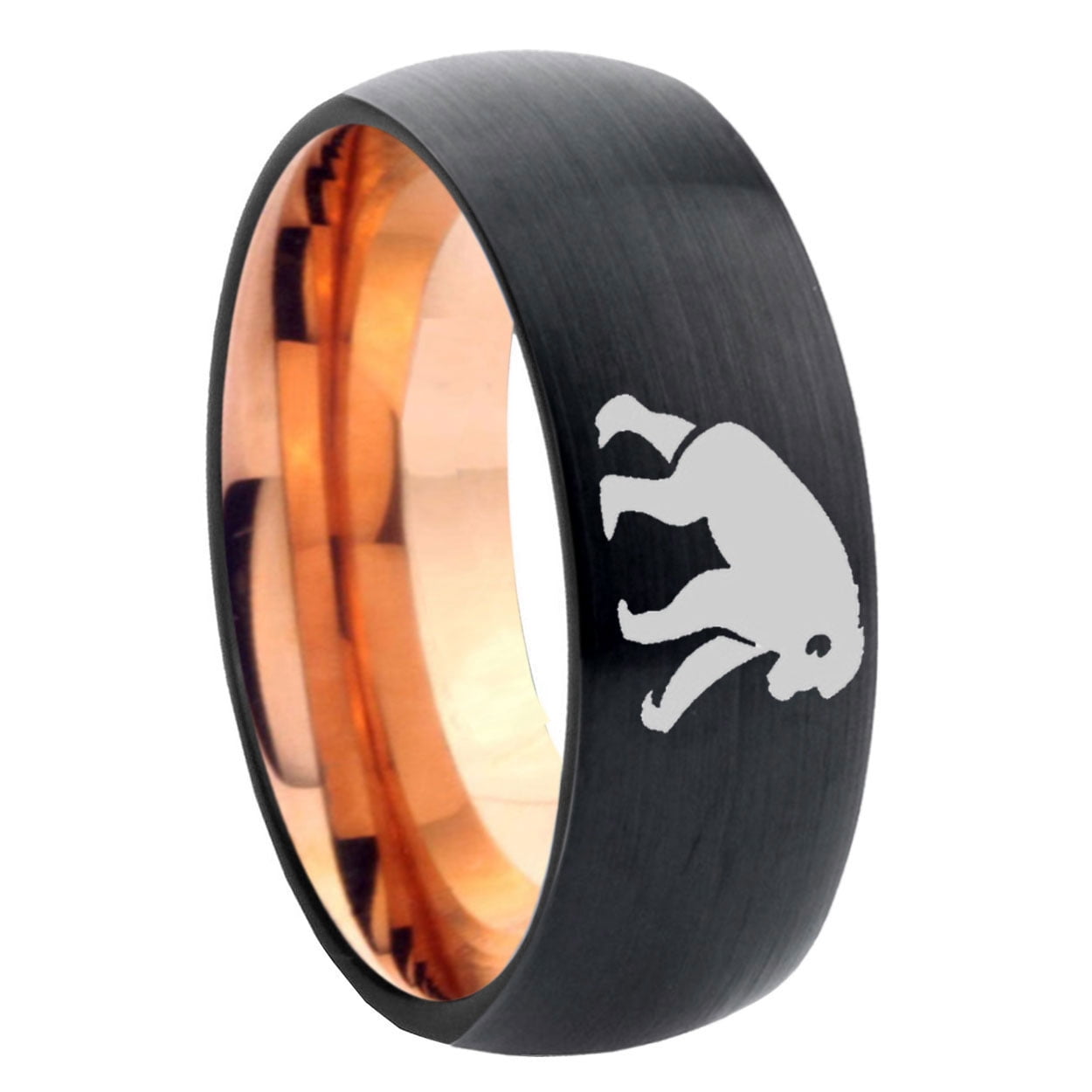 Chimpanzee 8MM Dome Black And Rose Gold Tungsten Wedding Ring - Walmart.com