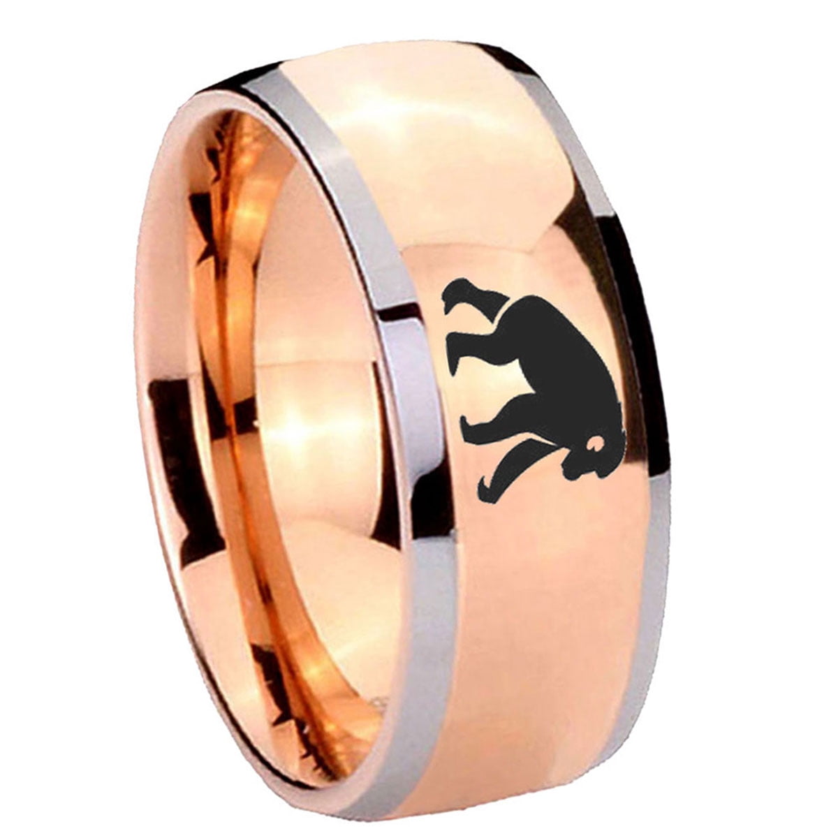 Chimpanzee 8MM Dome Rose Gold Two Tone Tungsten Men Ring - Walmart.com