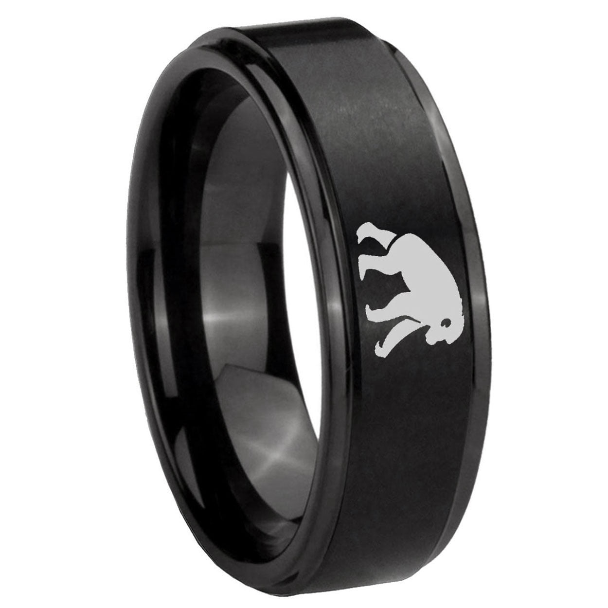 Chimpanzee 8MM Step Edge Brush Black Tungsten Men Ring - Walmart.com