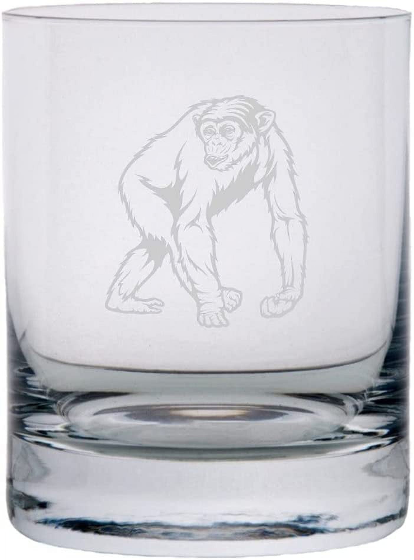 Chimpanzee Body Zoo Animal Themed Etched 10.25oz Crystal Rocks Whisky ...