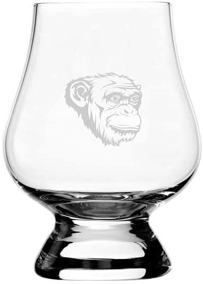 Chimpanzee Face Zoo Animal Themed Etched 2.5oz Glencairn Wee Whisky ...