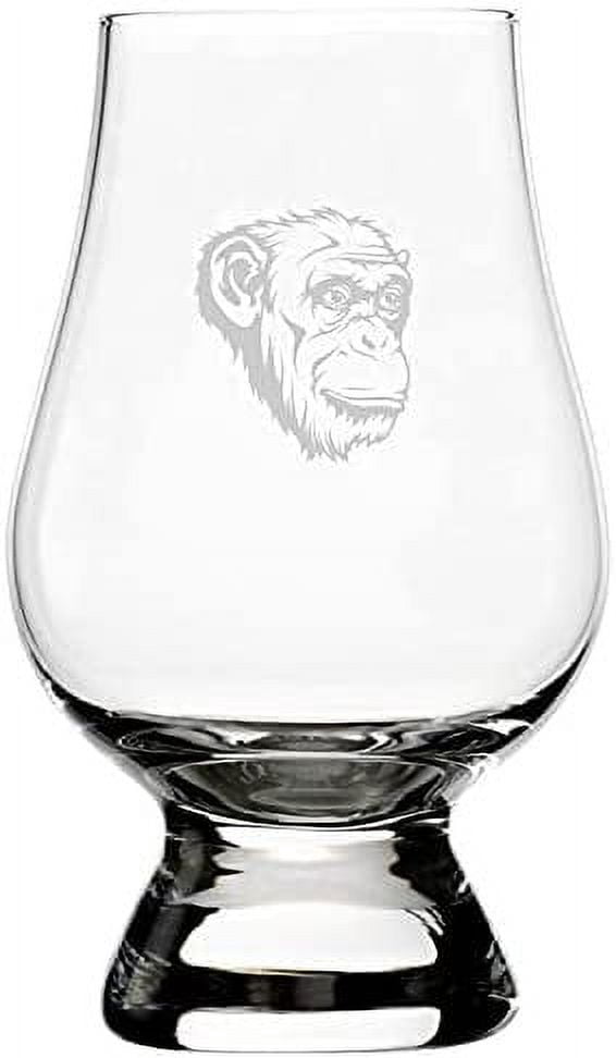 Chimpanzee Face Zoo Animal Themed Etched 6.5oz Glencairn Whisky Glass ...