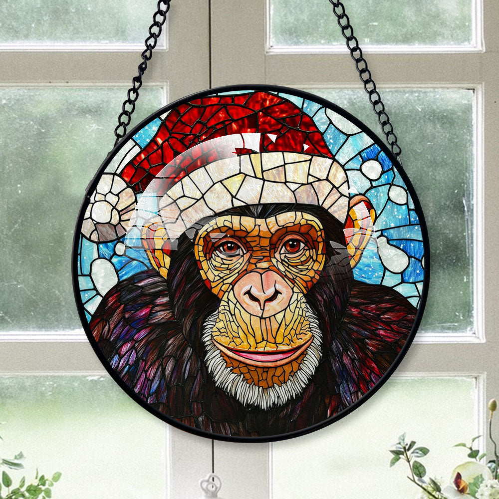 Chimpanzee Ornament Christmas 2025, Chimpanzee Stained Glass Window Sun ...