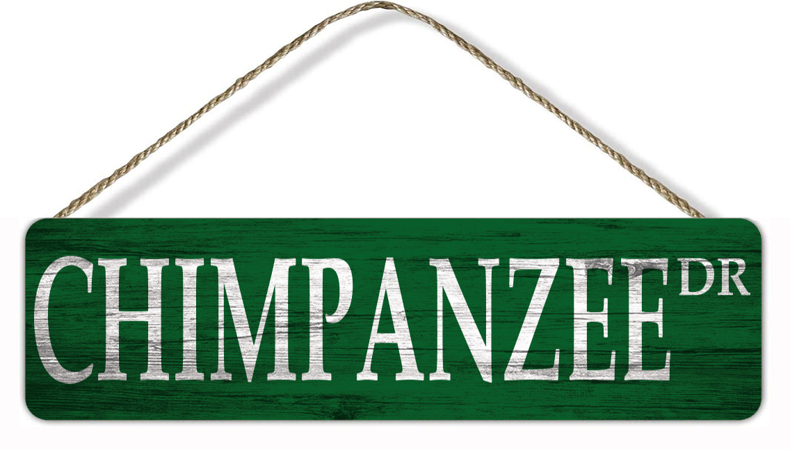 Chimpanzee Street Signs Wooden Hanging Sign Plaque With Rope Wall Decor ...